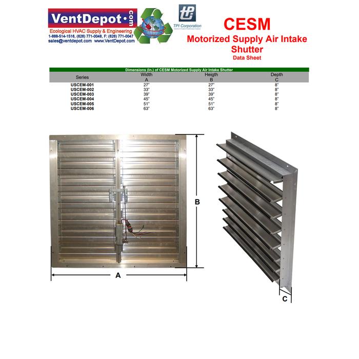 Motorized supply air intake shutte - Fan Accessories - CESM Series ...