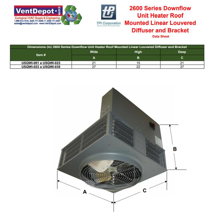 Recessed ceiling heater with Bracke - Heaters: Downflow Fan Forced ...