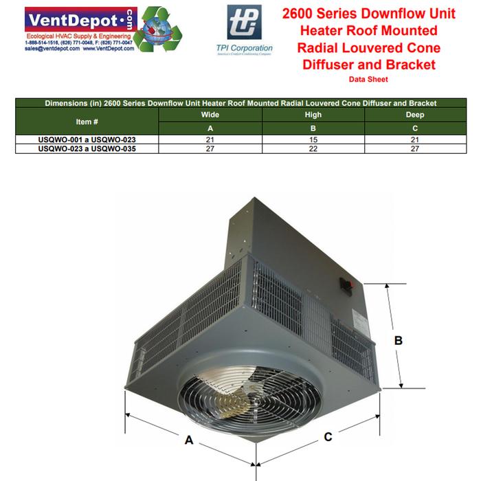 2600 series ceiling fan heater - Heaters: Downflow Fan Forced - 2600 ...