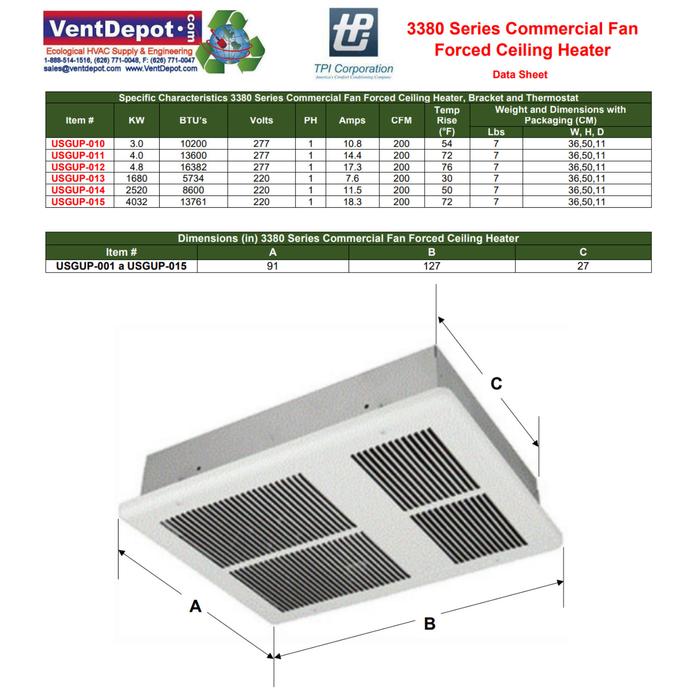 3380 Series Heater - Heaters: Downflow Fan Forced - 3380 Series ...