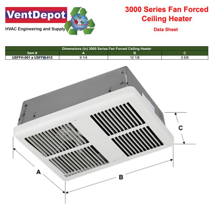 Ceiling Flow Unit Heater - Heaters: Downflow Fan Forced - 3000 Series ...