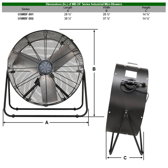 Mini Industrial Floor Blower - Drum and Barrel Fans - MB-DF Series ...