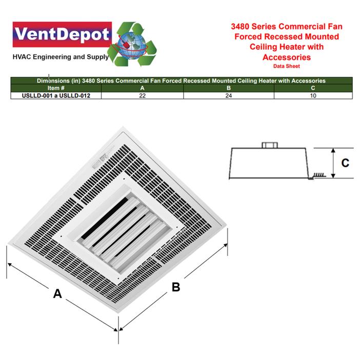 Linear Louvered Diffuser Heater - Heaters: Downflow Fan Forced - 3480 ...