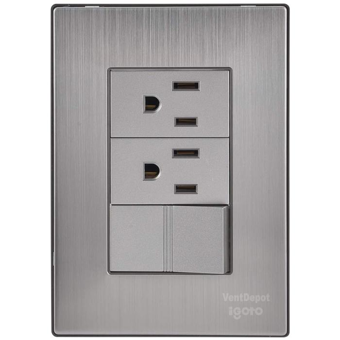 Placa Apagador y Contacto - Apagadores, Contactos y Placas: Acero Inoxidable - Inoxium1A2CSilver ...