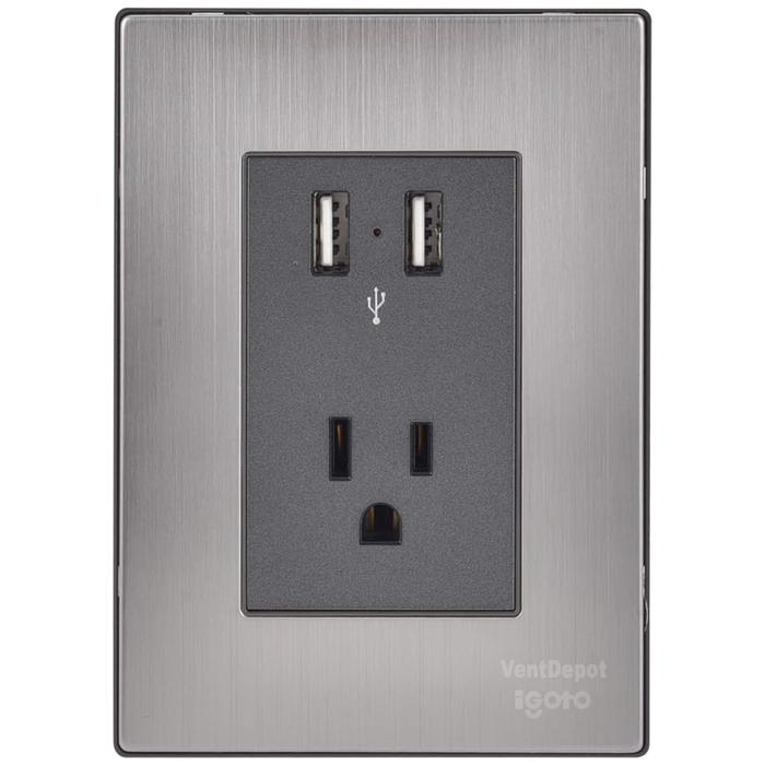 Placa con Contacto - Apagadores, Contactos y Placas: Acero Inoxidable - Inoxium2U1COxford ...